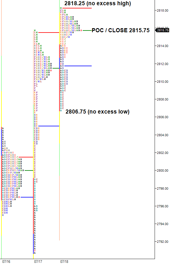 No excess high or low on Market Profile chart | SP 500 E-mini Futures ...